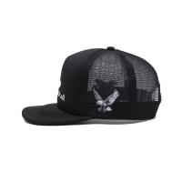 China ACE Flat Brim Mesh Trucker Hat 6 Eyelets Unisex Snapback One Size Fits All Custom Logo for sale