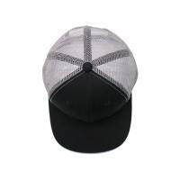 China Custom Logo 5 Panel Flat Brim Snapback Trucker Cap Black Cotton Twill Mesh One Size for sale