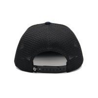 China Unisex 5 Panel Flat Bill Mesh Snap Back Trucker Hat High Profile Crown Black One Size for sale