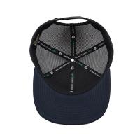 China Unisex 5 Panel Flat Bill Mesh Snap Back Trucker Hat High Profile Crown Black One Size for sale