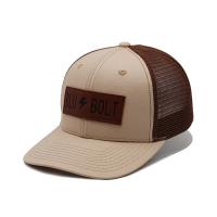 China Custom High Grade Mesh Trucker Cap with Leather Patch 6 Panel Snapback Unisex for sale