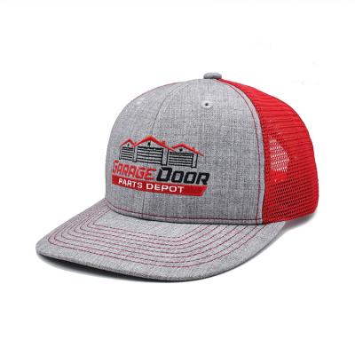 China Custom 6 Panel Trucker Cap Embroidered Logo Polyester Mesh Snapback Hat 100PCS MOQ for sale