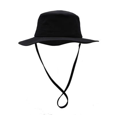 China Custom Cotton Fisherman Bucket Hat with Drawstring Waterproof Wide Brim Unisex Outdoor for sale