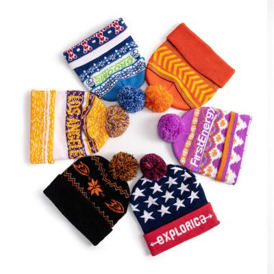 China Custom Knit Beanie Hats 58cm Unisex Winter Acrylic Beanies for Adults OEM for sale