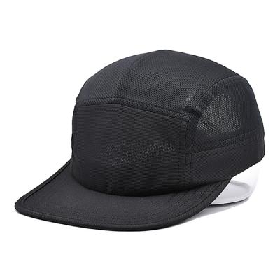 China Custom Breathable Mesh Running Hat 5 Panel Nylon Camper Cap With Embroidery for sale