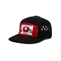 China Waterproof Laser Cut Drilled Hole 5 Panel Camper Hat Lightweight Nylon Running Mesh Cap for sale
