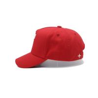 China Custom Cotton Five Panel Baseball Cap with 4 Eyelets Red Adjustable Strap for sale