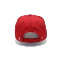 China Custom Cotton Five Panel Baseball Cap with 4 Eyelets Red Adjustable Strap for sale