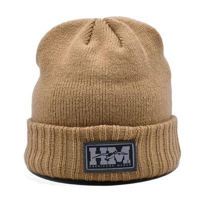 China Custom Logo Knit Beanie Hat 58cm Acrylic Winter Warm Beanie for Adults for sale