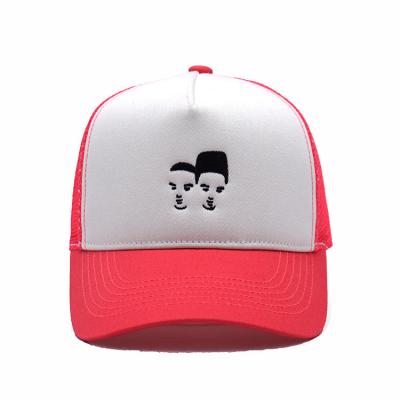 China Unisex 6 Panel Cotton Trucker Mesh Cap with Embroidered Logo Black Snapback for sale
