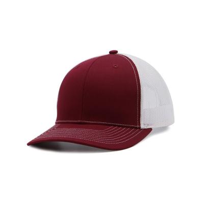 China Custom 6 Panel Trucker Cap Pre Curved Brim Mesh Snapback Cotton Front Unisex Hats Wholesale for sale