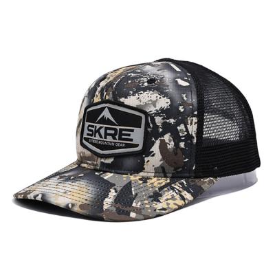 China Custom Logo 6 Panel Trucker Cap Cotton Front Pre Curved Visor Unisex Snapback for sale