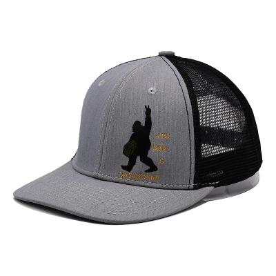 China Custom 6 Panel Trucker Cap Black Mesh Cotton Front Snapback 50 Pcs MOQ for sale