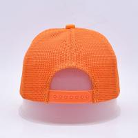 China Custom 5 Panel Trucker Cap 3D Embroidered Curved Brim Satin Lined Orange Mesh Back Hats One Size for sale
