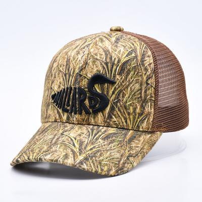 China Custom 6 Panel Trucker Mesh Cap with 3D Embroidery Cotton Front Curved Brim for All Seasons for sale
