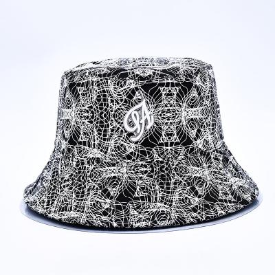 China Custom All Over Print Bucket Hat Unisex Cotton Fisherman Hat with Wide Brim for Outdoor for sale