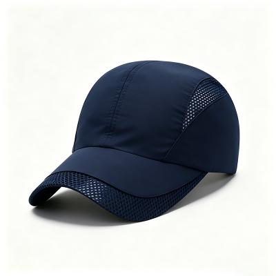 China Custom Sport Cap with Velcro Buckle Closure Breathable Polyester Sweatband Unstructured Low Profile for sale