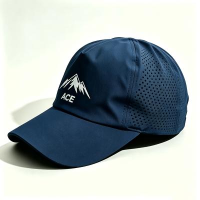 China Custom Sport Cap Low Profile Curve Brim 6 Eyelets Breathable Polyester One Size Fits All for sale