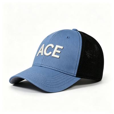 China Polyester 6 Panel Trucker Cap Trendy Trucker Style Mesh Back Snapback Hat Designed for Versatile Outdoor and Casual Wear for sale