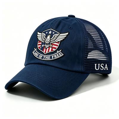 China Trucker Snapback Trucker Cap Customize Eyelets Adjustable Mesh Back Hat Perfect for Outdoor Activities Casual Wear and Events for sale