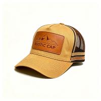 China 6 Panel Constructed Trucker Mesh Cap Featuring Breathable Mesh Back Adjustable Snap Closure Ideal for Events and Uniforms for sale