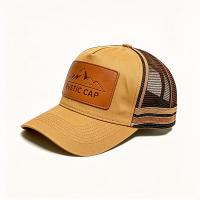 China 6 Panel Constructed Trucker Mesh Cap Featuring Breathable Mesh Back Adjustable Snap Closure Ideal for Events and Uniforms for sale