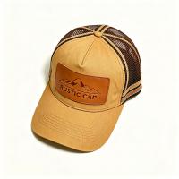 China 6 Panel Constructed Trucker Mesh Cap Featuring Breathable Mesh Back Adjustable Snap Closure Ideal for Events and Uniforms for sale