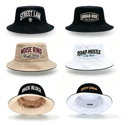 China 100% Cotton Recycled Fabric Fisherman Bucket Hat with One Size Crown for Outdoor Sun Protection for sale
