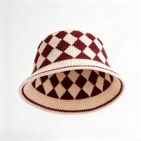 China Recycled Cotton Yarn Crochet Bucket Hat Diamond Argyle Pattern Eco Friendly Wide Brim for Vintage Preppy Daily Streetwear for sale