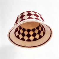 China Recycled Cotton Yarn Crochet Bucket Hat Diamond Argyle Pattern Eco Friendly Wide Brim for Vintage Preppy Daily Streetwear for sale