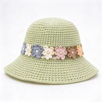 China Floral Band Crochet Bucket Hat Cotton Yarn Wide Brim Stylish Headwear Perfect for Travel Beach Daily Streetwear for sale