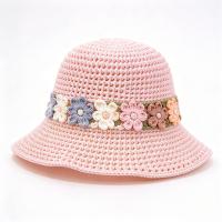 China Floral Band Crochet Bucket Hat Cotton Yarn Wide Brim Stylish Headwear Perfect for Travel Beach Daily Streetwear for sale