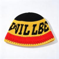 China Custom Logo Letter Crochet Bucket Hat One Size Wide Brim Stylish Headwear for Festival Daily Streetwear for sale