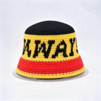 China Custom Logo Letter Crochet Bucket Hat One Size Wide Brim Stylish Headwear for Festival Daily Streetwear for sale