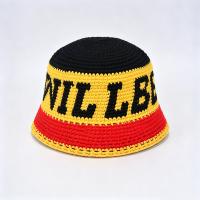 China Custom Logo Letter Crochet Bucket Hat One Size Wide Brim Stylish Headwear for Festival Daily Streetwear for sale