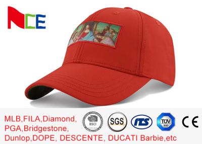 China Custom Dad Cap 58cm Adult Sports Hat Red Blended Fabric Patch Embroidery for sale