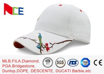 China Custom Embroidered White Cotton Canvas Baseball Cap 58cm with Plastic Buckle Closure for sale