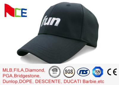 China Custom 6 Panel Sports Baseball Cap 58cm Adjustable Black Fitted Hat for sale