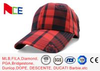 China Custom 6 Panel Baseball Cap with 58cm Standard Size - Red Black Grid Tennis Style with Multiple Closure Options for sale