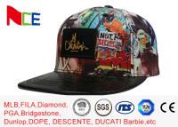 China ACE Graffiti Pattern Applique Flat Brim Snapback Hats For Women 5 Panels for sale