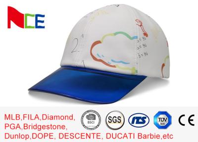 China White PU Sports Dad Hat with Cartoon Printing and Transparent Brim - 56-58cm Size, 100pcs MOQ, Custom OEM/ODM for sale