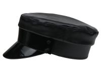 China Black Military Cadet Cap for Women - PU Material, 48-60cm Size Range, Custom Logo Options, SGS Certified for sale