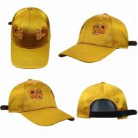China Custom Embroidered Yellow Girls 6 Panel Curved Baseball Cap 58cm Cotton for sale