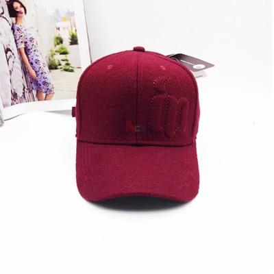 China Custom Embroidered Baseball Cap 100% Wool Eco Friendly No Minimum Order 58cm for sale