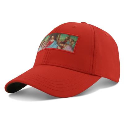 China Red 6 Panel Curved Cap Sublimation Baseball Hat 100% Cotton 57-60cm for sale