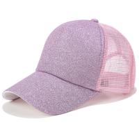 China Custom Glitter Trucker Hat Adjustable 56-58cm Women Fashion Mesh Cap for sale