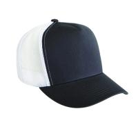 China Custom 5 Panel Trucker Cap Nylon Lightweight Black White Foam Plain 58cm for sale