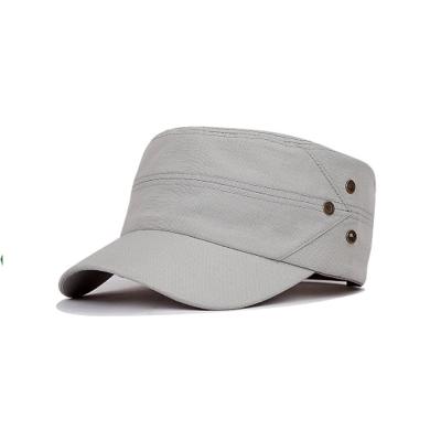 China 100% Cotton Military Cap - Flat Top Blank Adjustable Hat with Multi-Panel Construction for Custom Logo Embroidery for sale