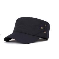China 100% Cotton Military Cap - Flat Top Blank Adjustable Hat with Multi-Panel Construction for Custom Logo Embroidery for sale