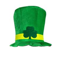 China Wholesale St Patricks Day Shamrock Green Top Hat 57cm Handmade Wool Festival Hat for sale